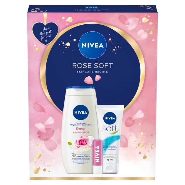 NIVEA Rose Soft Skin Regime 4,8 g + 75 ml + 250 ml - £4.99