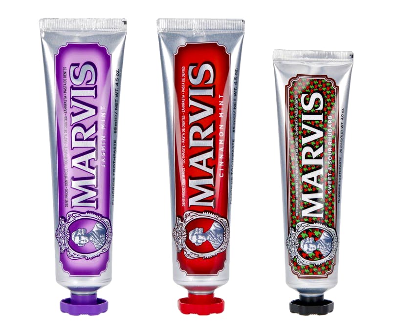 Marvis Jasmin Mint & Cinnamon Mint & Sweet & Sour Rhubarb Toothpaste 85 ...