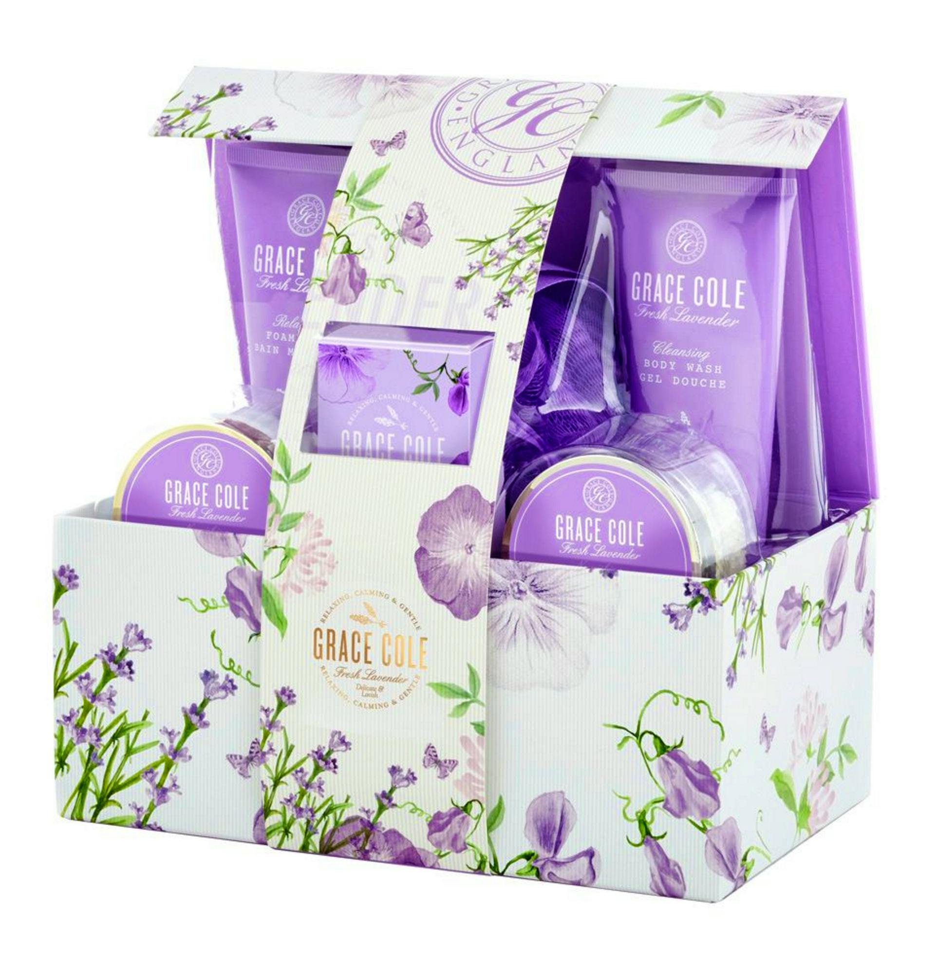 Grace Cole Fresh Lavender Deluxe Pampering Set 2 x 150 ml + 2 x 100 g ...