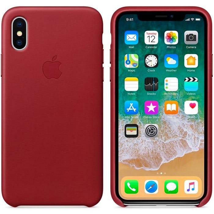 Apple iPhone X Leather Case Red 1 pcs - 645.95 kr + Fri Frakt og Ingen Toll