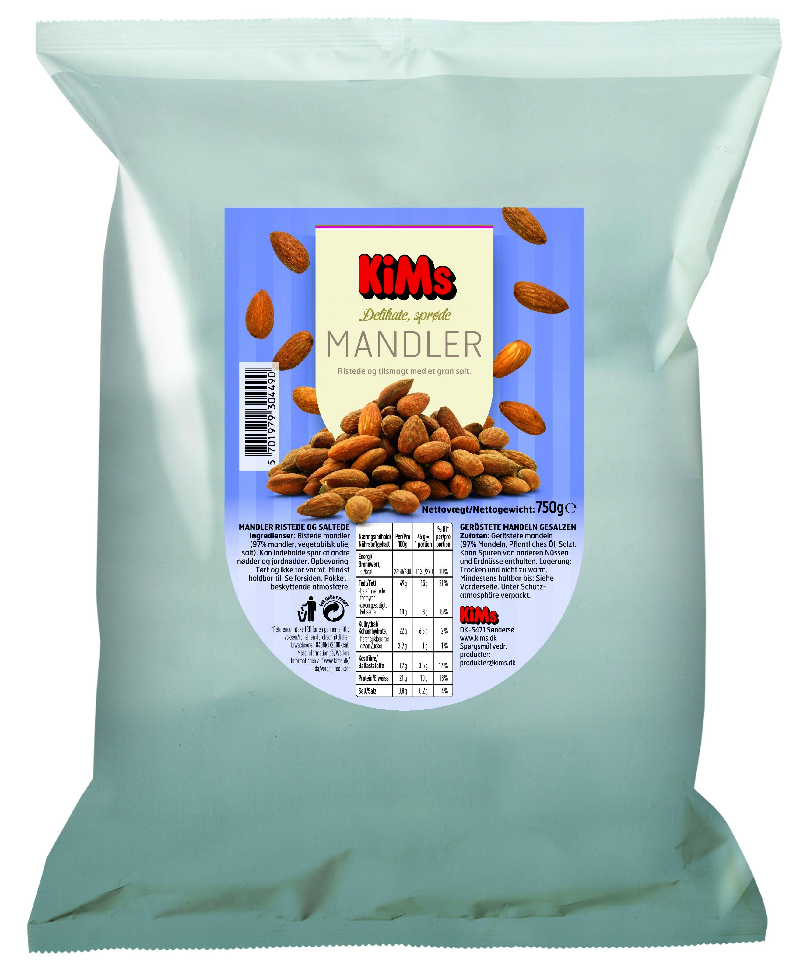 Kims Sprøde Saltede Mandler 750 g - 109.95 kr