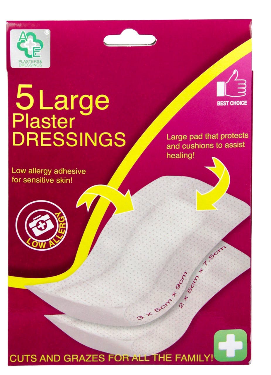 A&E Large Plaster Dressings 5 pcs - £2.75