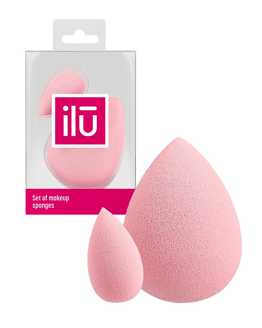 ilū Raindrop Makeup Sponge Set Mini & Large Pink 2 kpl – 2.95