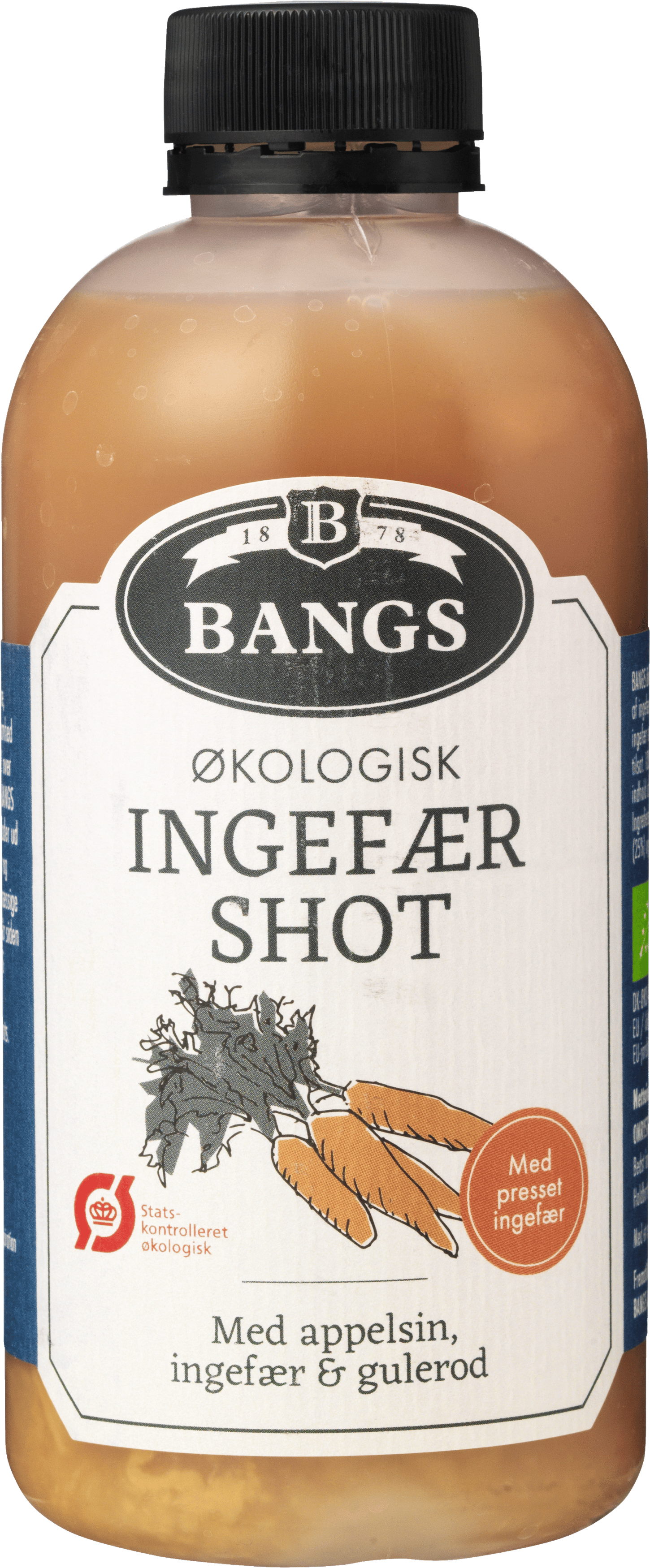 Bangs Ingefær Shot Med Appelsin & Gulerod Øko 300 ml - 29.95 kr