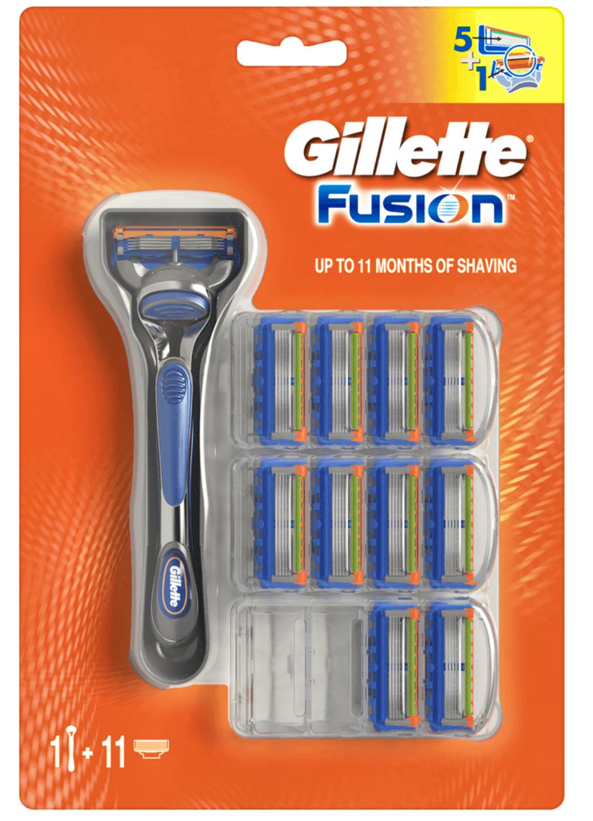 Gillette Fusion 5 Barberhøvel & Barberblad Bundle Kit 1 stk + 11 stk ...