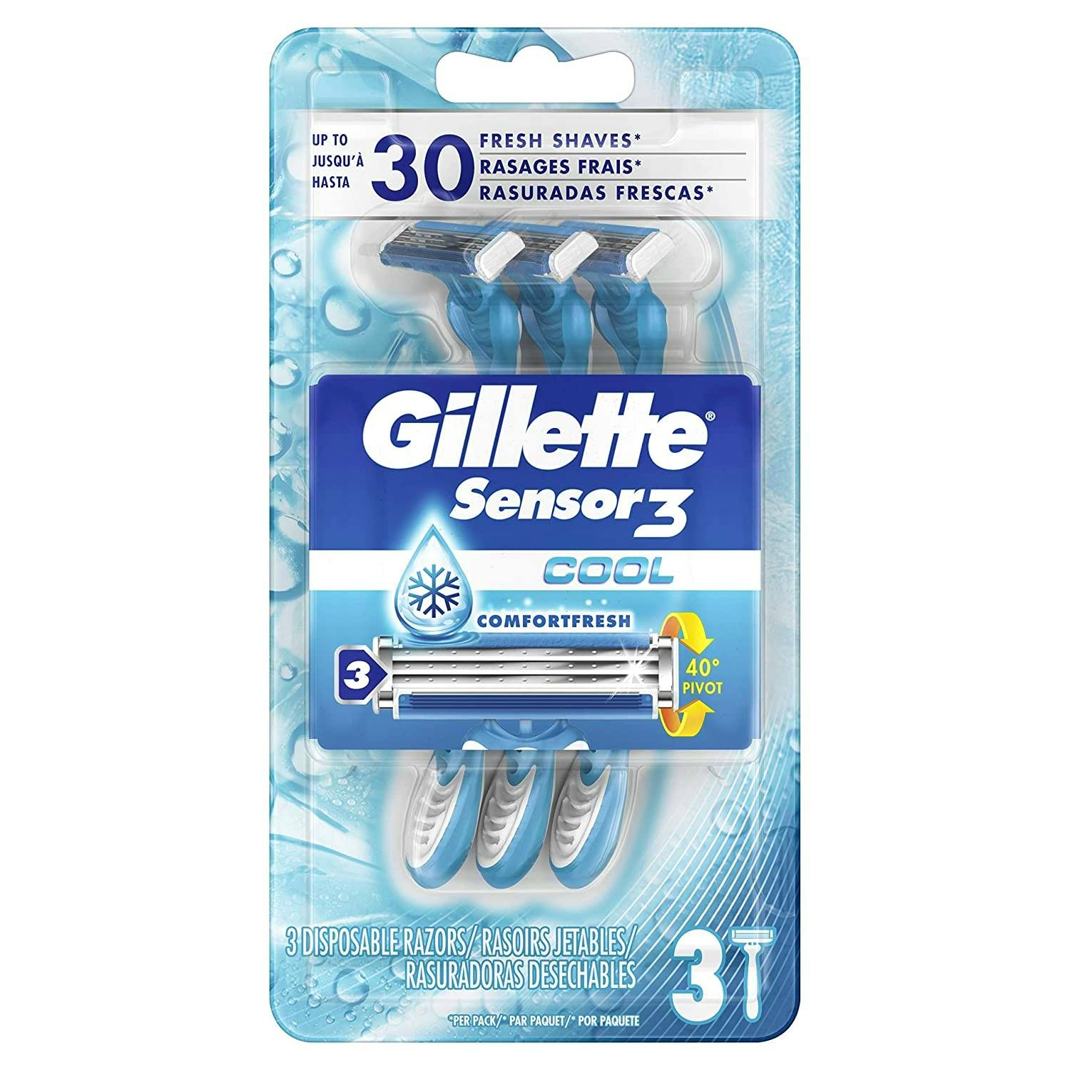 Gillette Sensor3 Cool Disposable Razors 3 stk - 15.95 kr