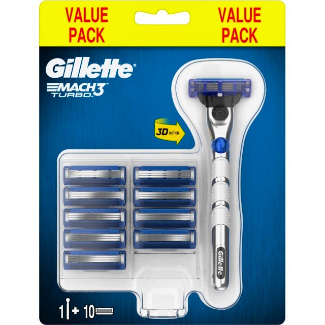Gillette Mach 3 Turbo Skraber & Barberblade 1 stk + 10 stk - 159.95 kr