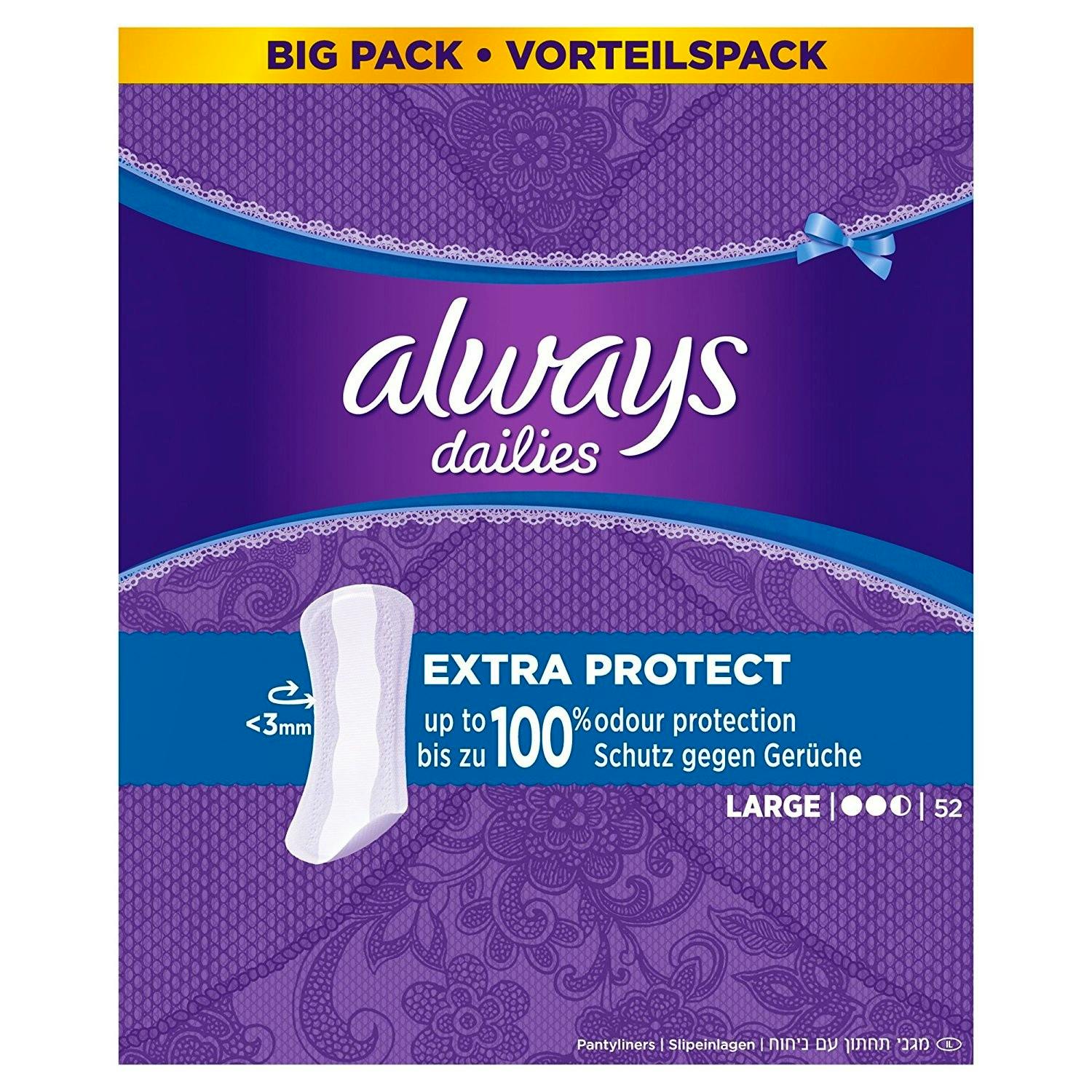 Always Dailies Extra Protect Large 52 pcs - £3.25