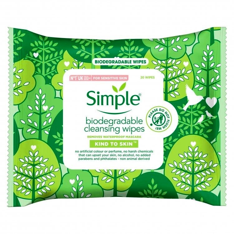 Simple Kind to Skin Biodegradable Cleansing Wipes 25 pcs - £2.45