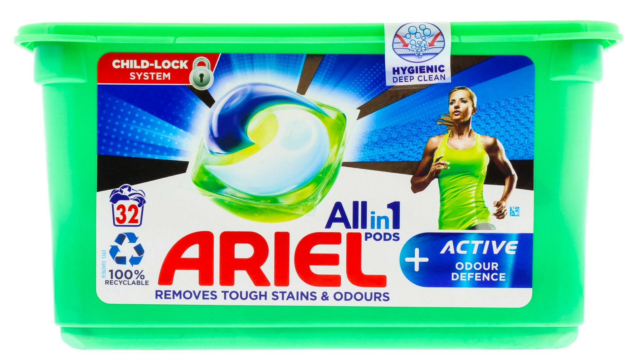 Ariel All-In-1 Pods Active Odour Defence 32 stk - 59.95 kr