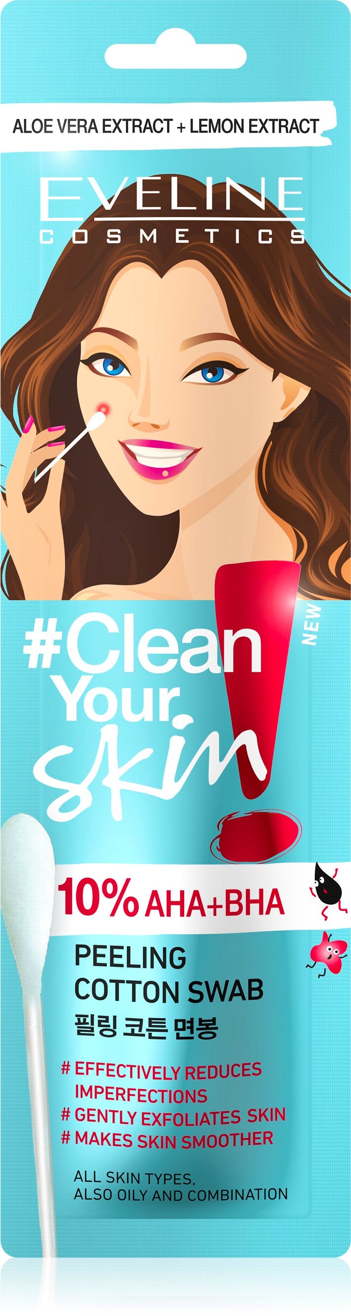 Eveline Clean Your Skin 10% AHA + BHA Peeling Cotton Swab 1 st - 1.75 ...