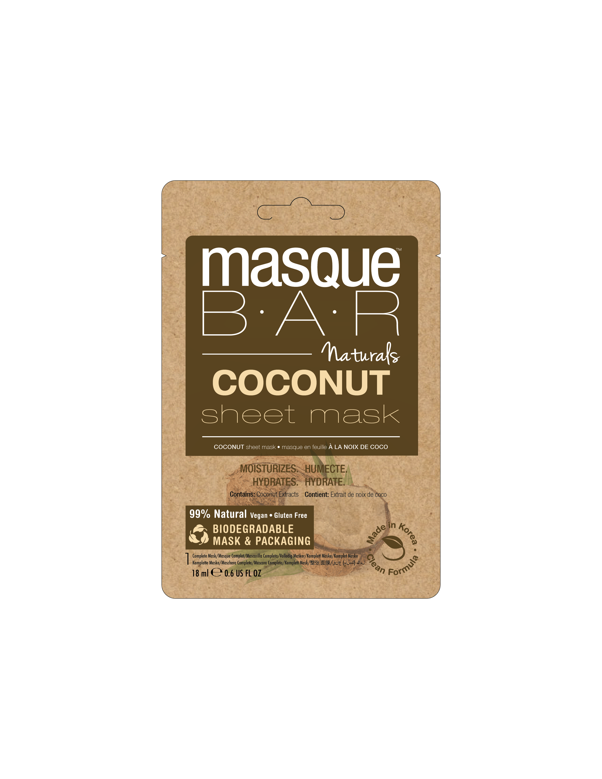 Masquebar Naturals Coconut Sheet Mask 18 ml - 4.99 EUR - luxplus.be