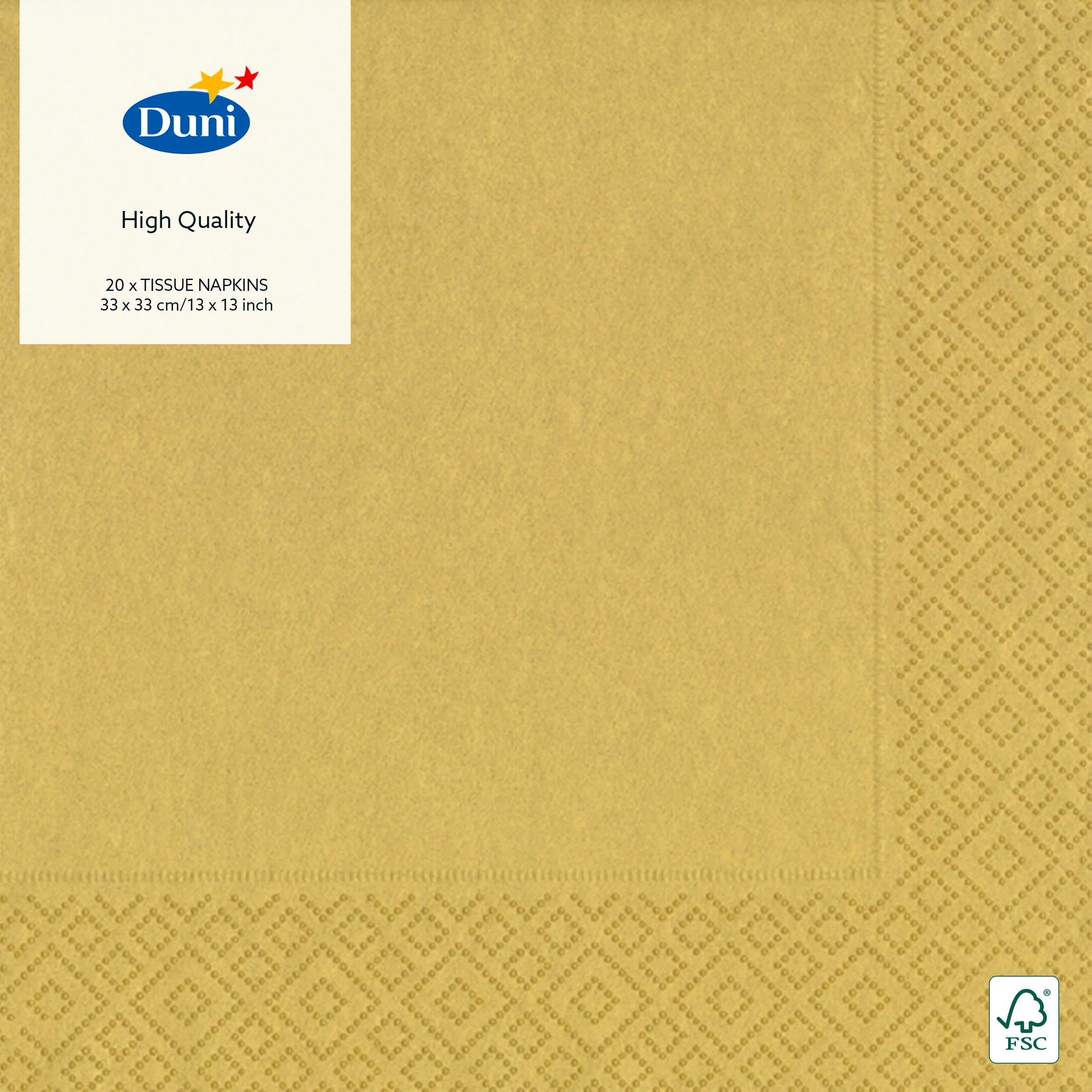 Duni Napkins 33 x 33 cm Gold 20 pcs - £1.75
