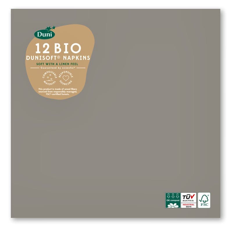 Duni Dunisoft Napkins 40 x 40 cm Granite Grey 12 pcs - £2.25