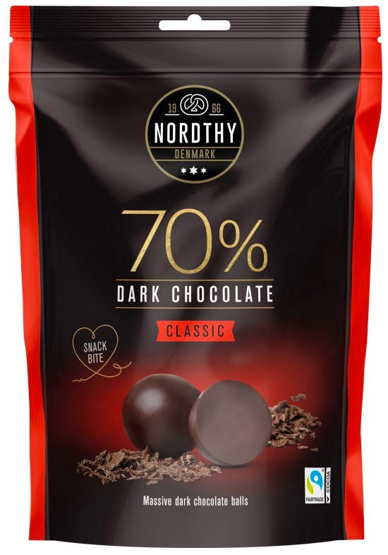 Nordthy 70 % Mørk Chokolade Kugler Classic 90 g - 22.95 kr