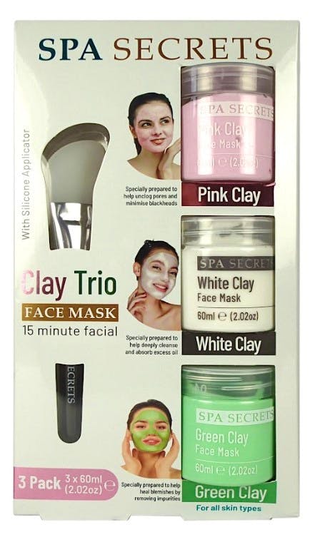 Spa Secrets Trio Clay Mask Set 3 x 60 ml + 1 pcs - £3.99