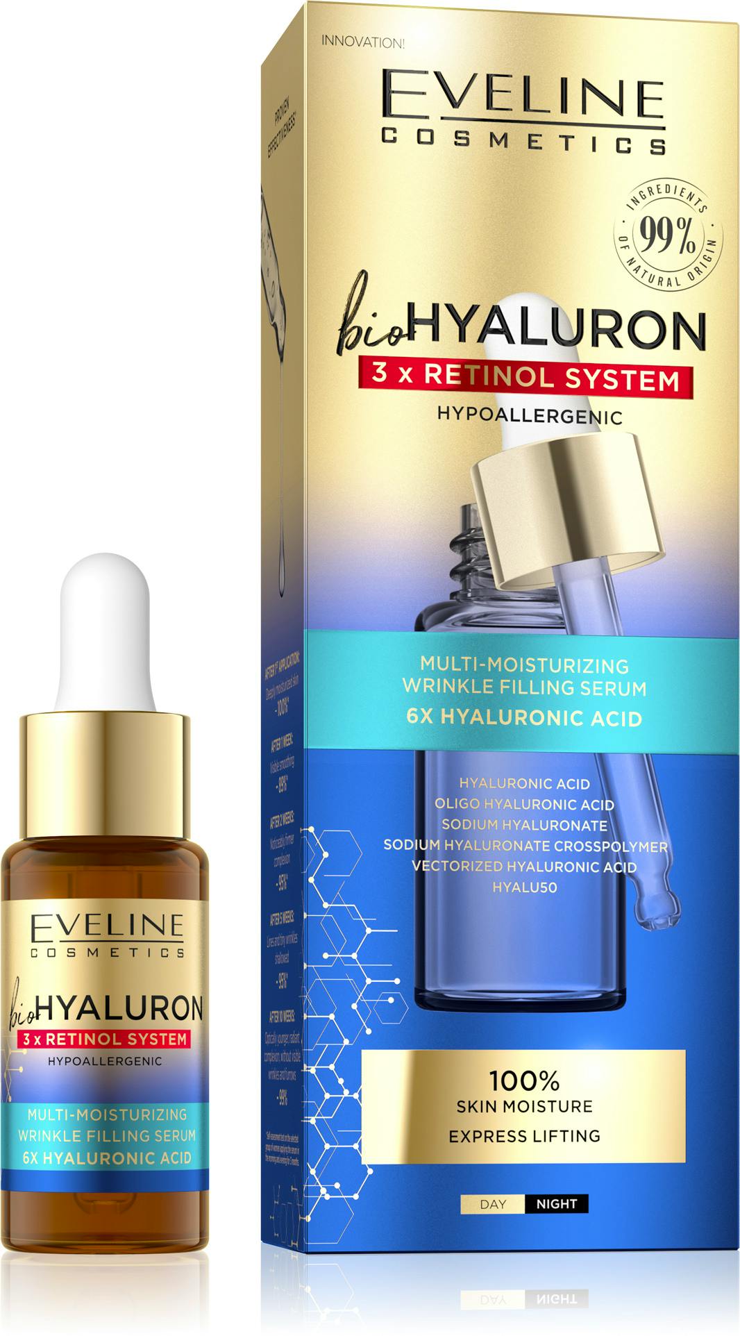 Eveline Bio Hyaluron 3 x Retinol System Multi-Moisturizing Wrinkle Filling Serum 18 ml – 8.10